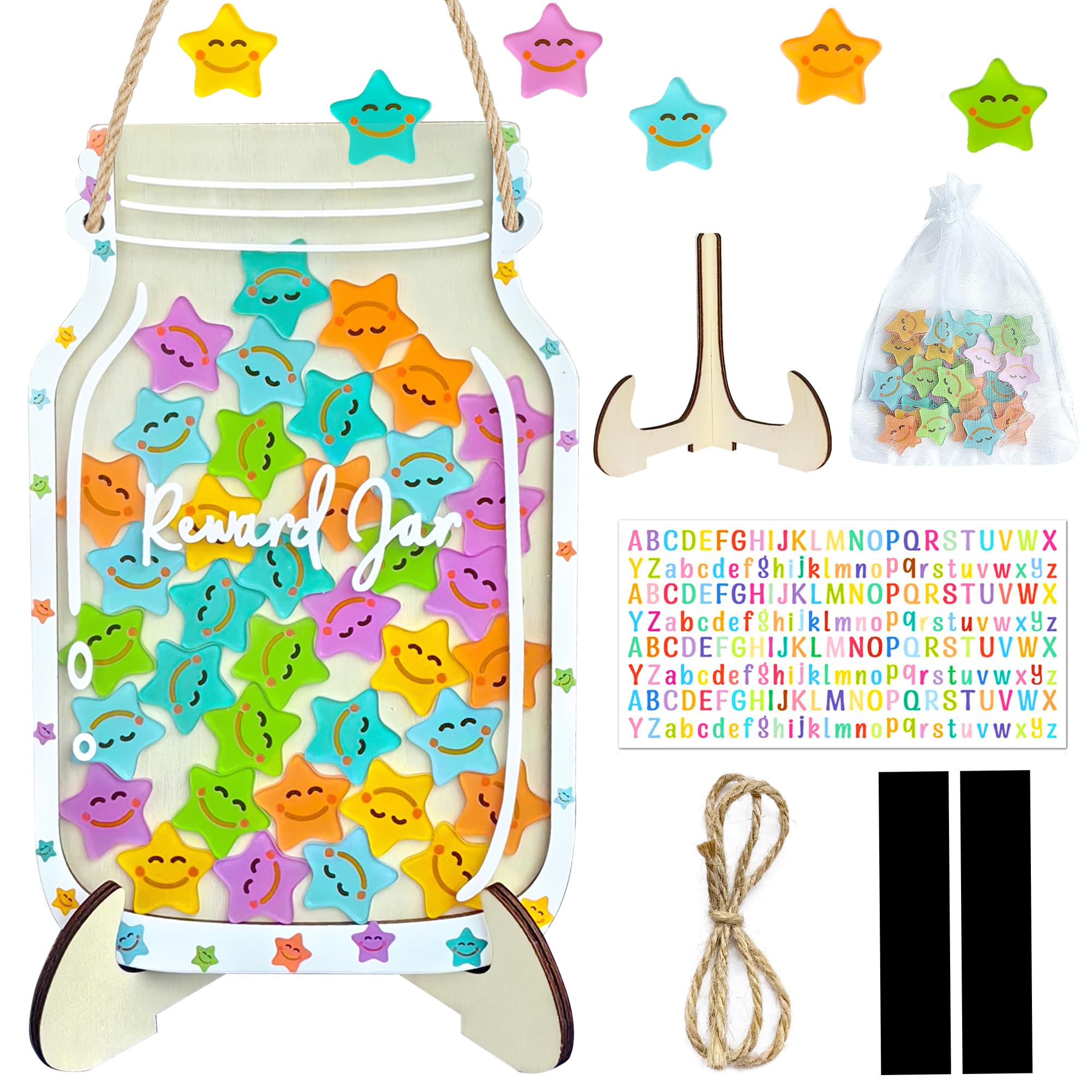 Personalized Magnetic Reward Jar for Kids: Star Smiley Face Jar Ideal ...