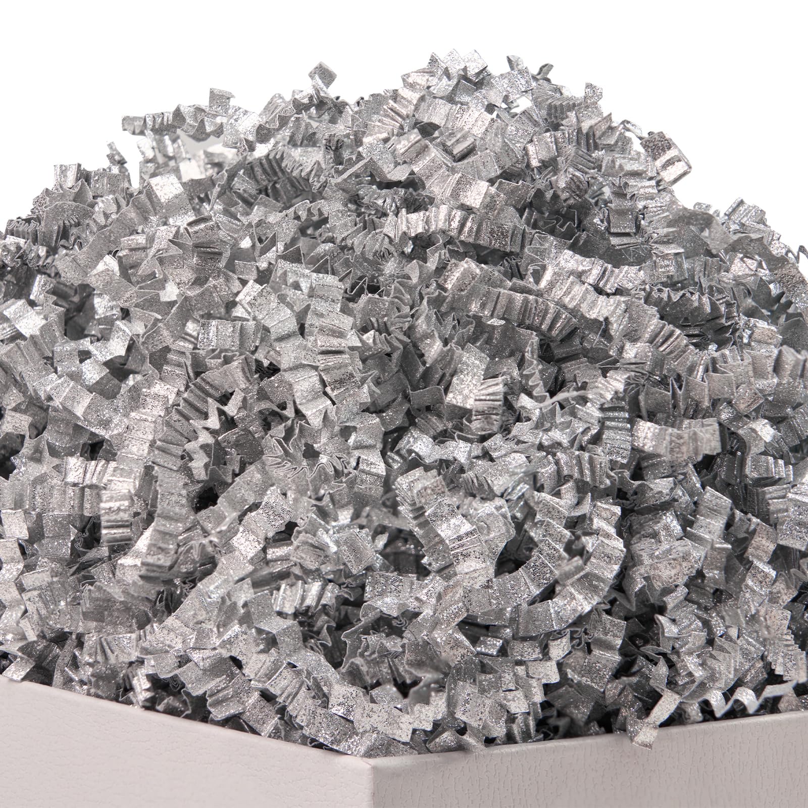 PAPER FAIR 1/2 LB Metallic Silver Glitter Easter Grass Crinkle Cut ...