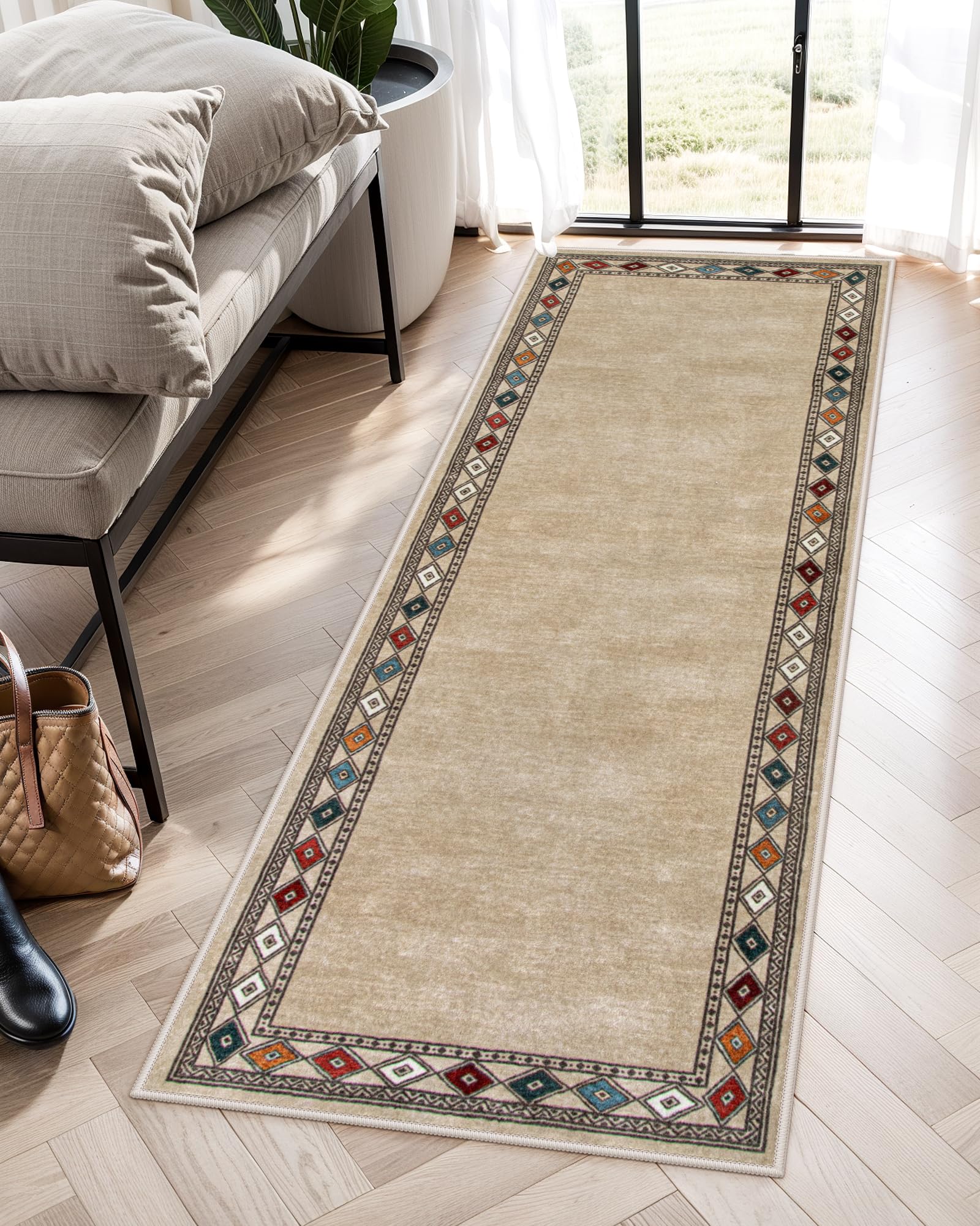 Lahome Modern Bordered Kitchen Runner Rugs Non Skid Washable, 2x6 ...