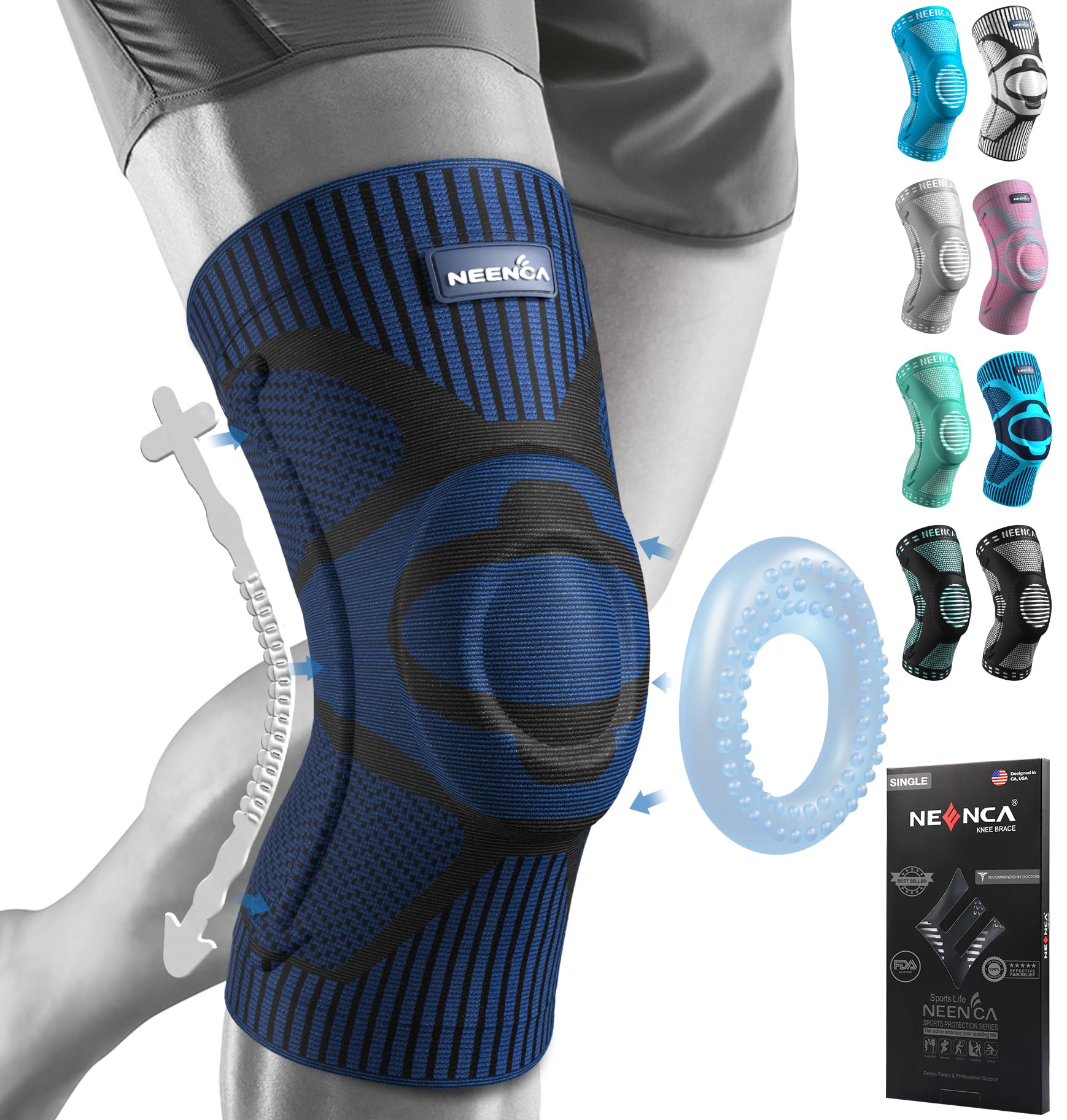 NEENCA Knee Braces for Knee Pain Relief, Compression Knee Support ...