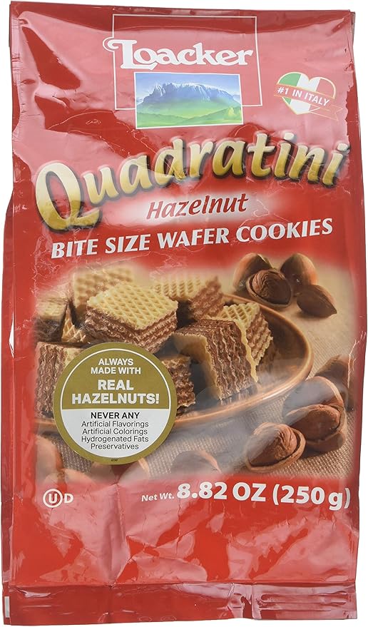 Loacker Quadratini Premium Italian Hazelnut Wafer Cookies, 250g/8.82oz ...
