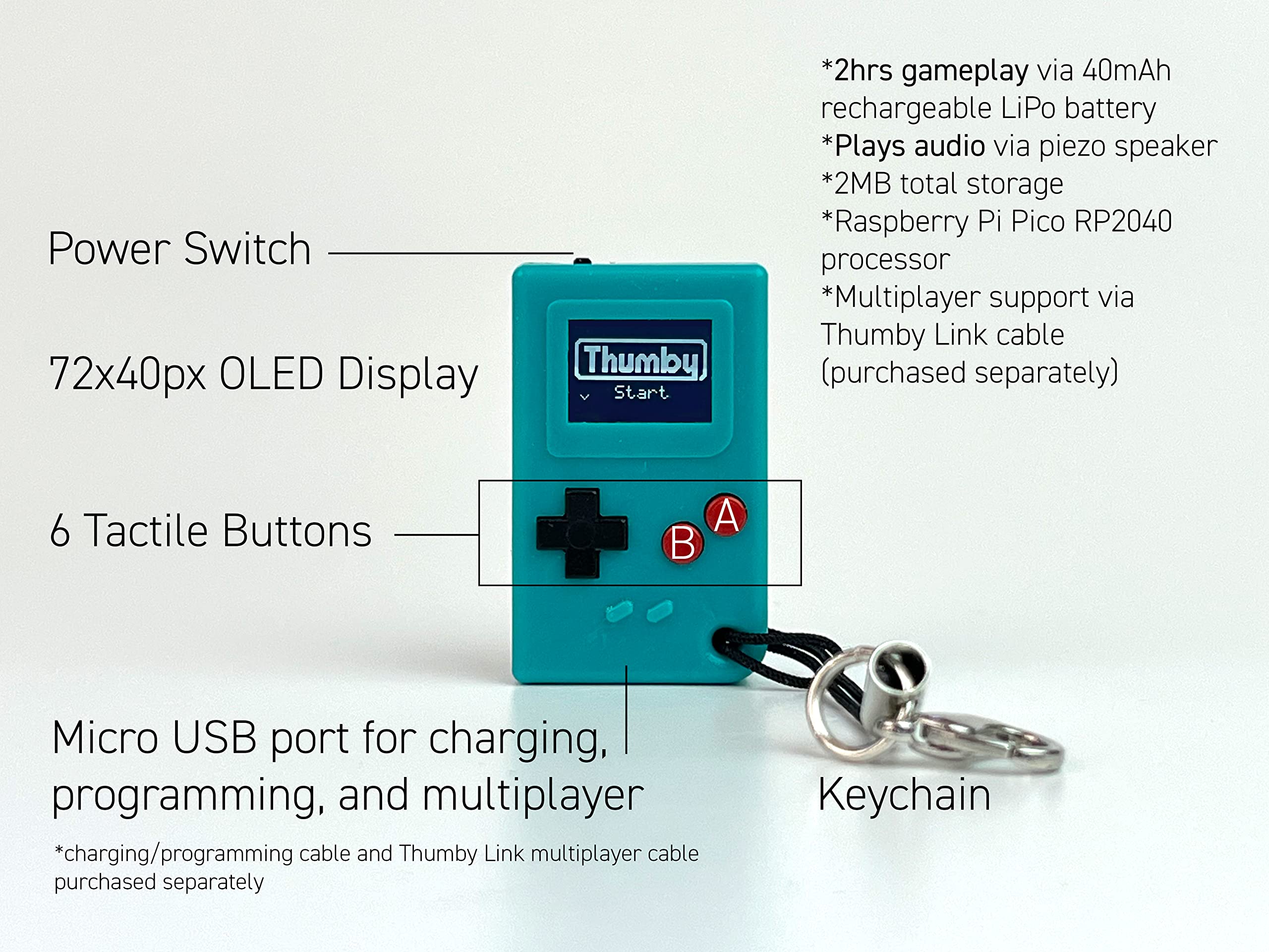 Mua TinyCircuits Thumby Small Game Console Playable Programmable Keychain: Electronic Miniature ...