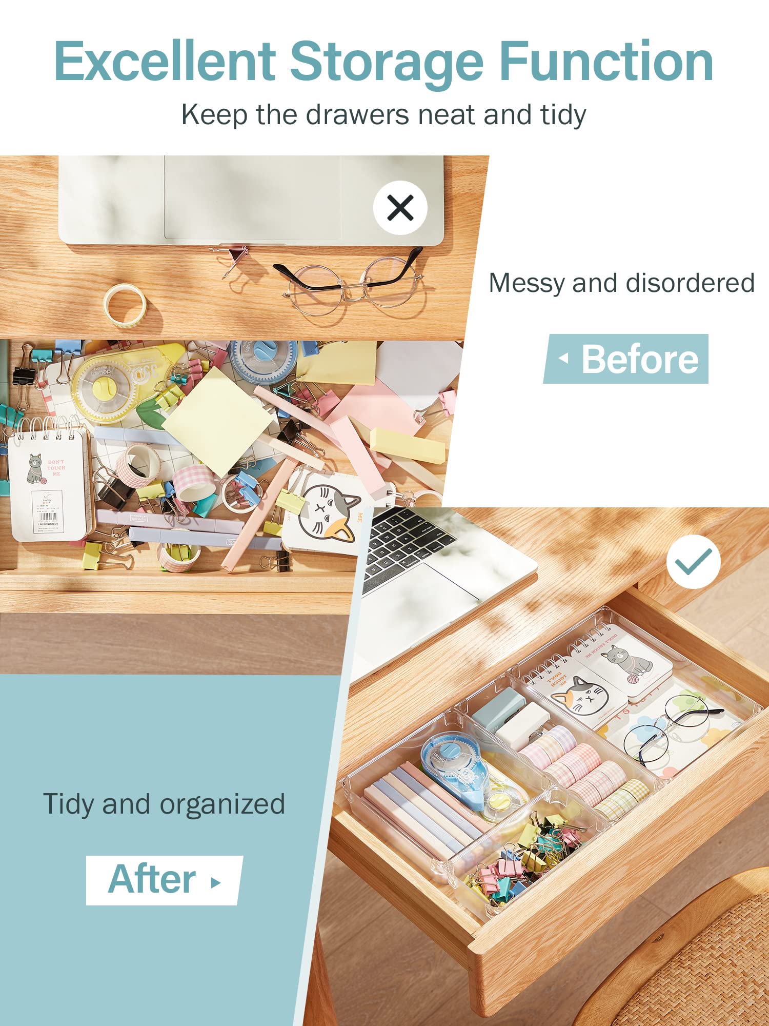 Mua Kootek 32 Pcs Drawer Organizer Set, 5-Size Bathroom Drawer ...