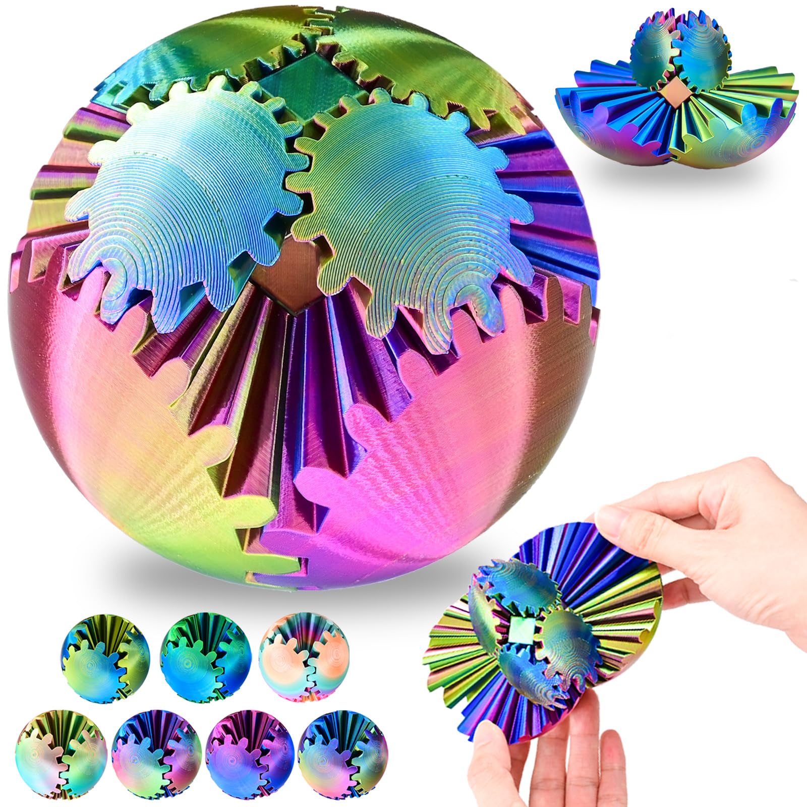 Gear Ball-3D Printed Gear Ball, Spin Gear Sphere, Cube Fidget Toy ...