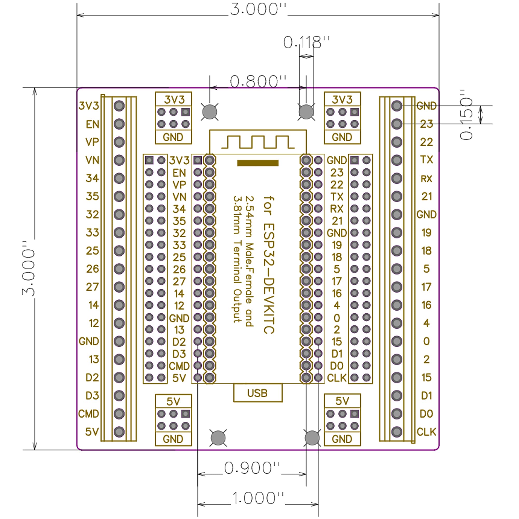 Mua For Esp32 Super Breakout Board 3 81mm 0 15 Terminal Gpio Expansion Board 3 Types Outputs