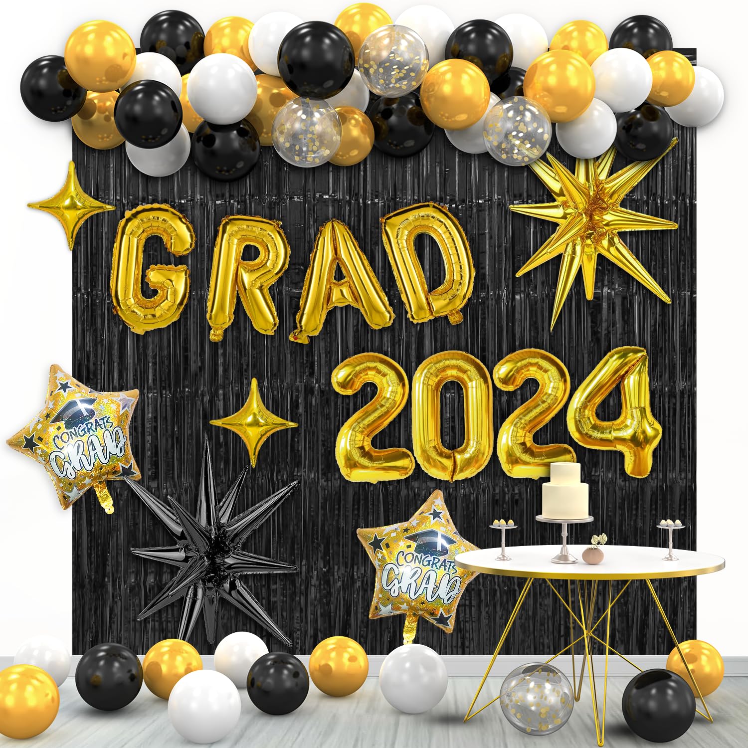 Class of 2024 Graduation Party Decorations Set in Black Gold ...