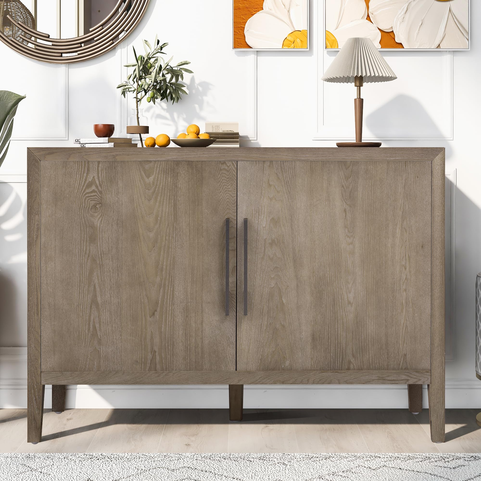 Merax Modern Wood Buffet Sideboard with 2 Doors, Farmhouse Storge ...