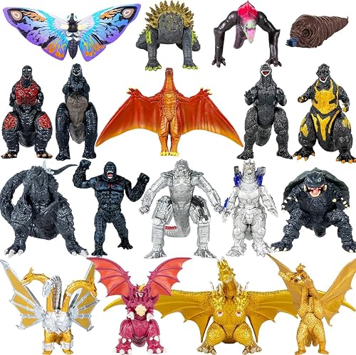 MUKSSE Set of 18 pcs Godzilla vs Kong Toys, Godzilla Action Figures 4 ...