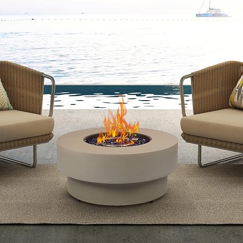 Propane Outdoor Fire Pit Table, Flint & Concrete Look 33-inch Round ...