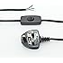 Main lead cord flexible cable with in line switch UK 2m black: Amazon ...