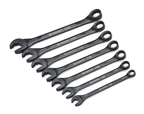 Crescent 7 Piece X6™ Black Oxide Spline Open End Ratcheting Combination ...
