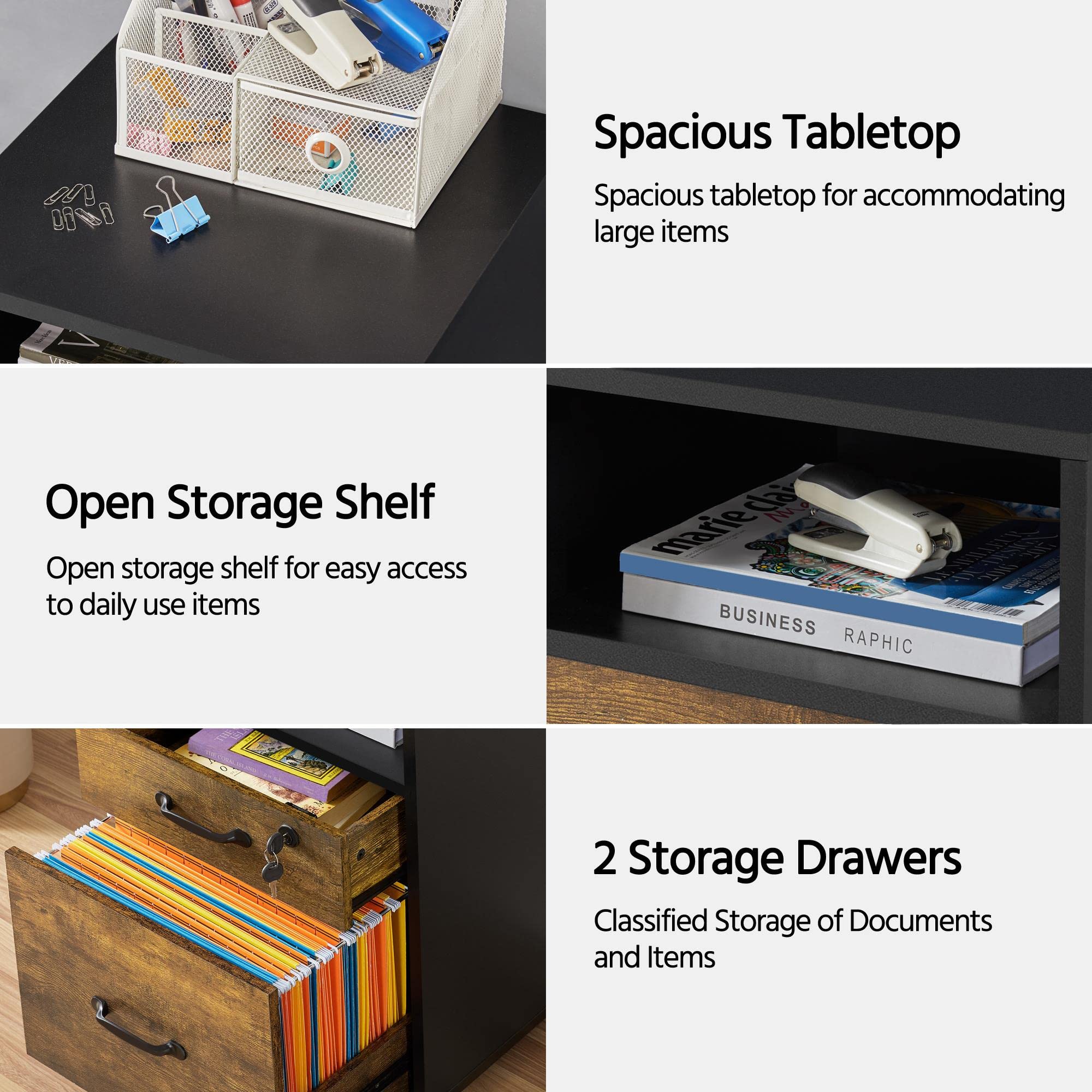 Mua File Cabinet, Under Desk Vertical Cabinet With 2 Drawers and Open ...