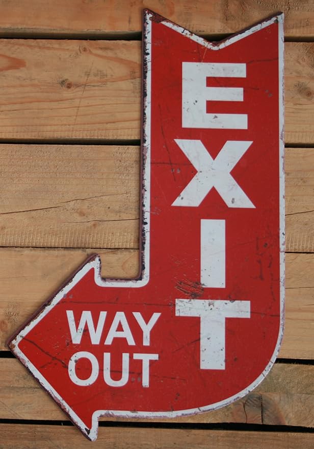 Cartel de chapa Cartel Exit Way Out Antiguo Estilo de flecha de salida ...