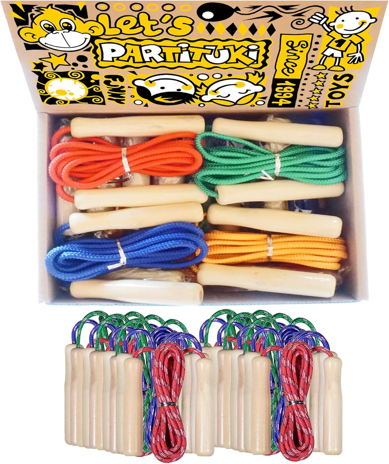 Childrens Skipping Ropes. Wooden Handle Skipping Ropes for Kids. 12 ...