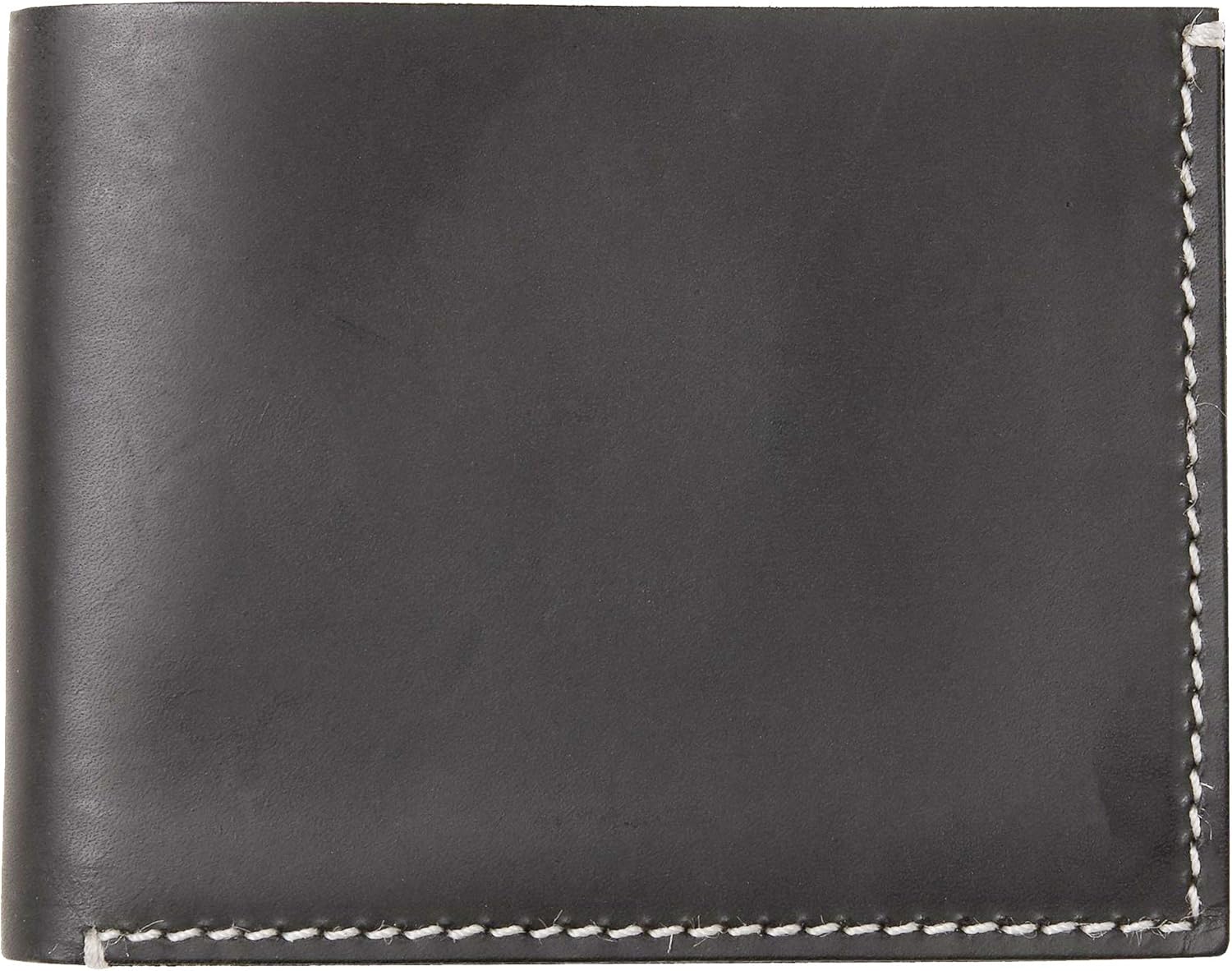 Black Genuine Leather Wallets for Men with Coin Pocket, White Stitch ...