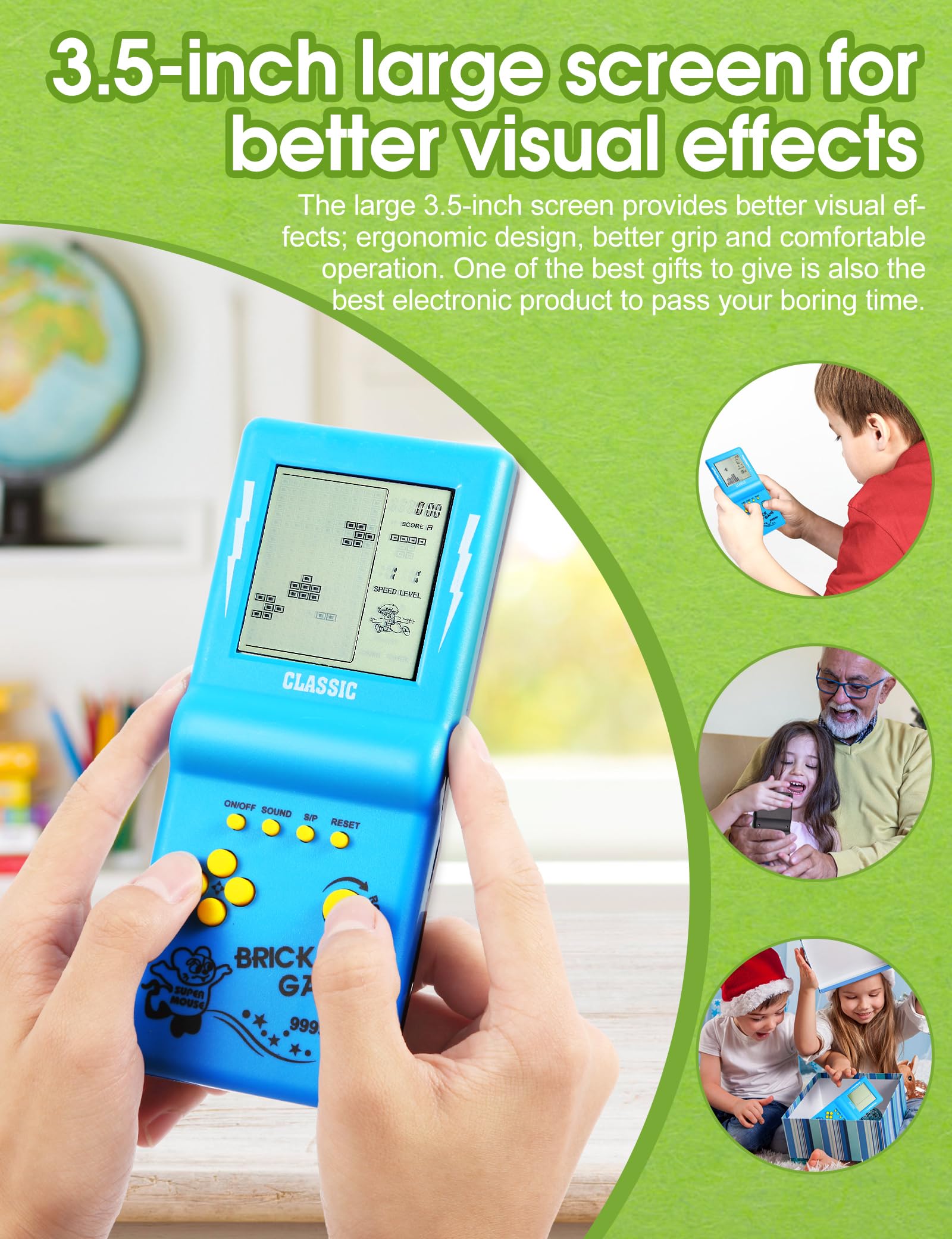 Mua HLF 3.5-inch Large Screen Retro Brick Game Console for The 80s/90s ...