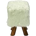 Amazon.com: Deco 79 Wood Faux Fur Square Stool, 13" x 19", White : Home ...