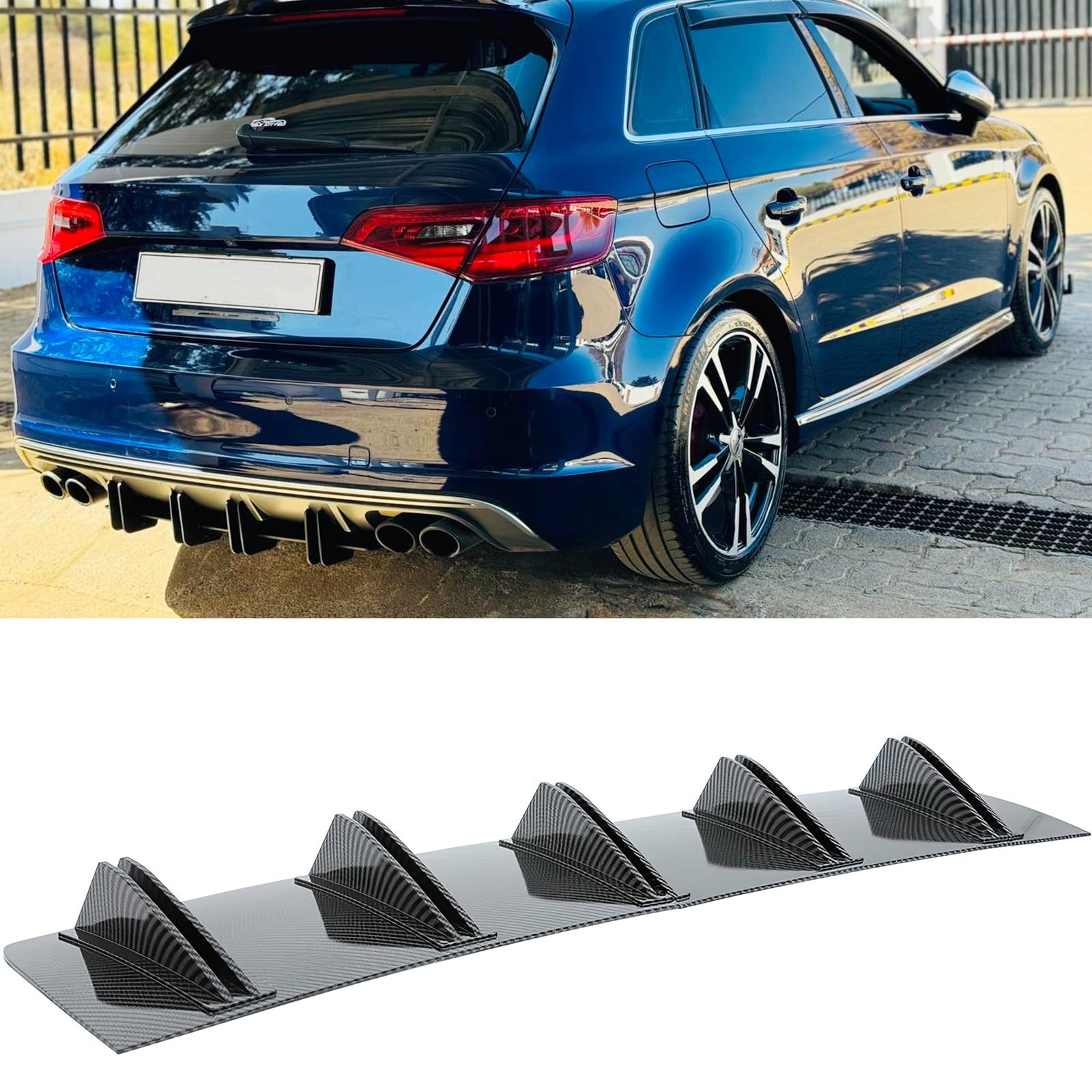 DREAMOTOR 31" Car Rear Bumper Lip, Universal Rear Diffuser Shark Fin ...