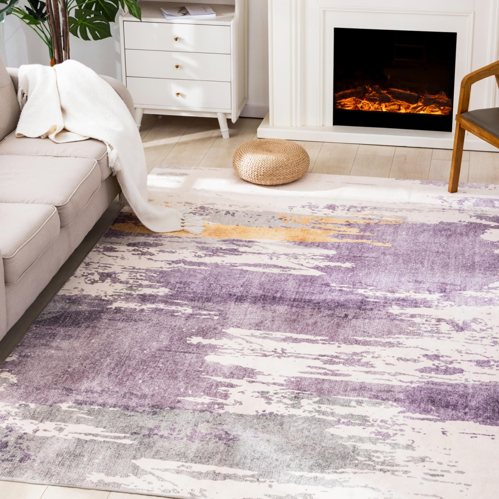 Carvapet 5x7 Purple Rug Washable Modern Abstract Area Rug Ultra Soft ...