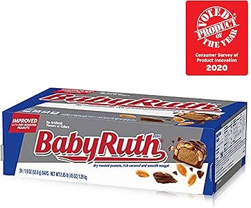 Nestle Baby Ruth Barras de chocolate con leche y dulces, barra de 2.1 ...