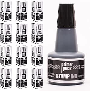PRIMEPACK Stamp Ink Refill Set | Bulk 12 Packs - for Self Inking Stamps ...