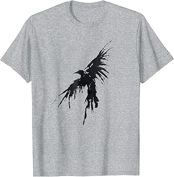 Amazon.com: Crow Raven Shirt Distressed Flying Bird Crow Tee Shirt ...