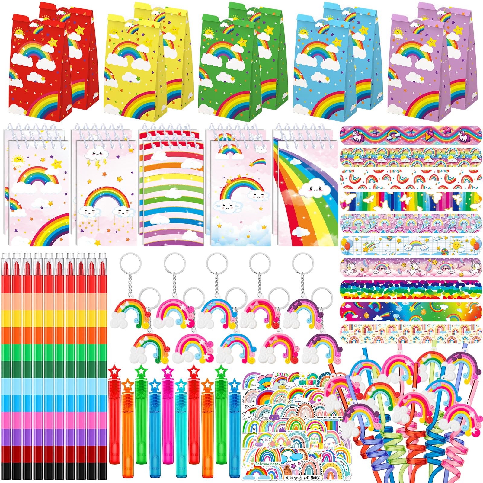 DMIGHT rainbow party favors, 120 pcs rainbow party supplies Rainbow ...