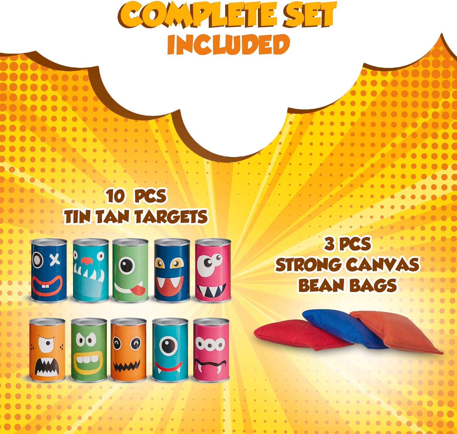 Hillington Bean Bag Can Toss Game with 10 Sealed Cans and 3 Beanbags ...
