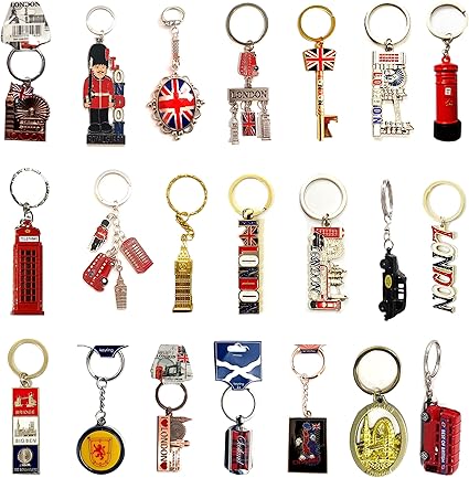 10 Mix London Keyrings Great Britain Icons Union Jack UK Souvenir Metal ...
