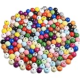 Amazon.com: 400PCS Colorful Round Wooden Beads for Craft,20 Colors ...