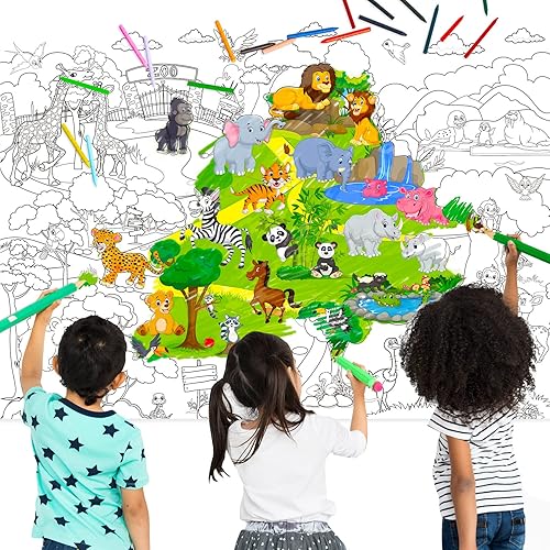 Zoo Jumbo Giant Coloring Poster for Kids 45 x 32 Inch Table Wall ...