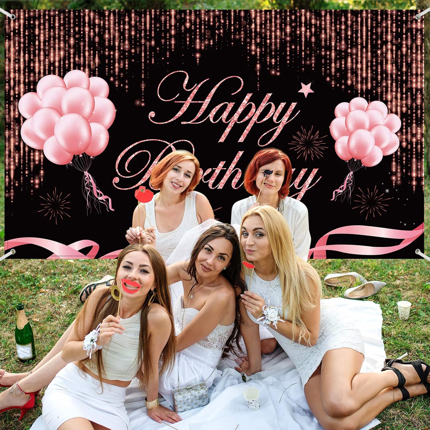 6 x 3.6ft Happy Birthday Party Backdrop Banner, Large Fabric Washable ...