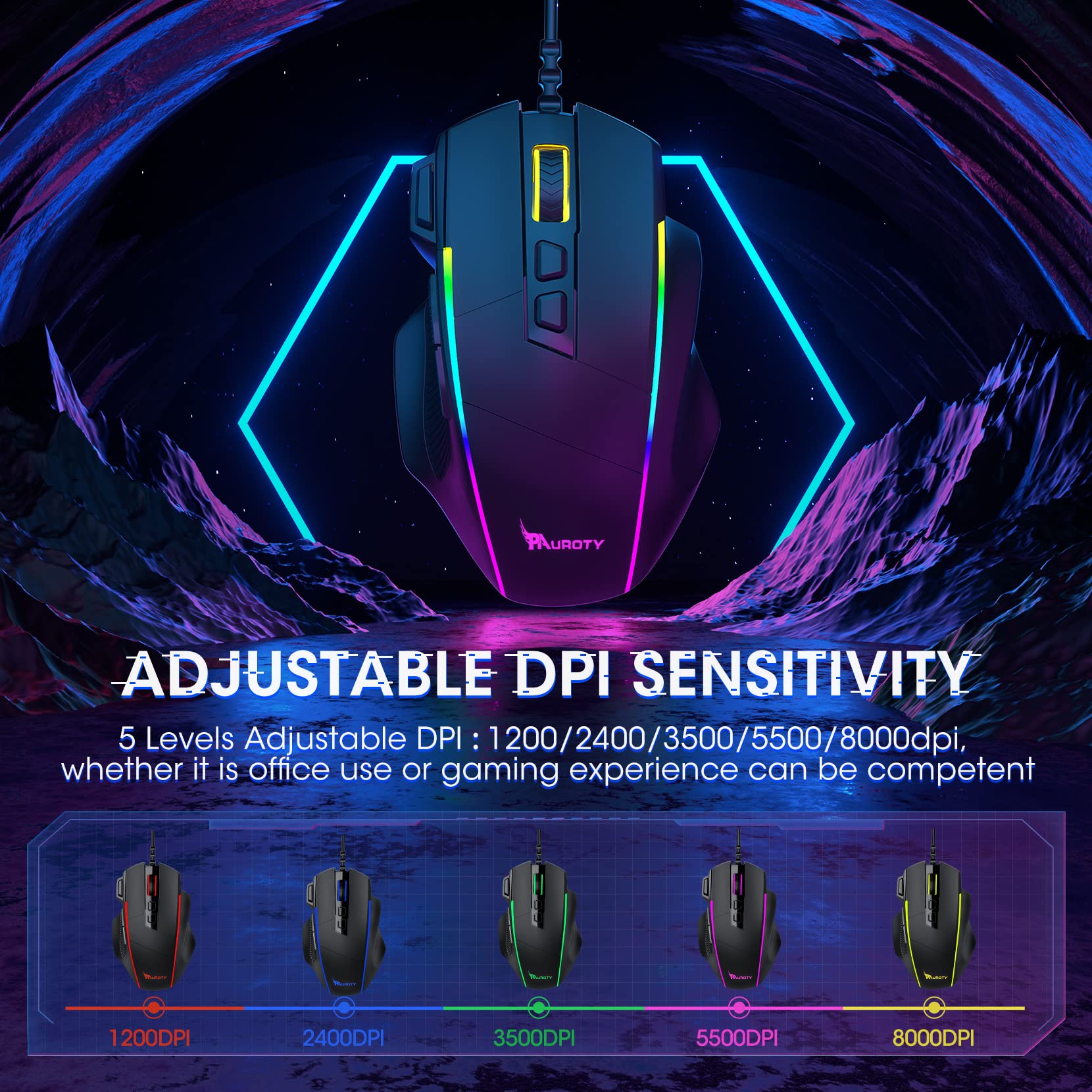 Mua Pauroty Gaming Mouse RGB Wired, Ergonomic PC Gaming Mice with ...