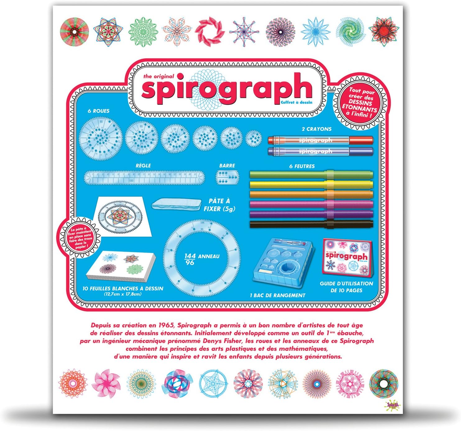 Spirograph – Drawing set – Drawing tool with built-in stencils contains ...