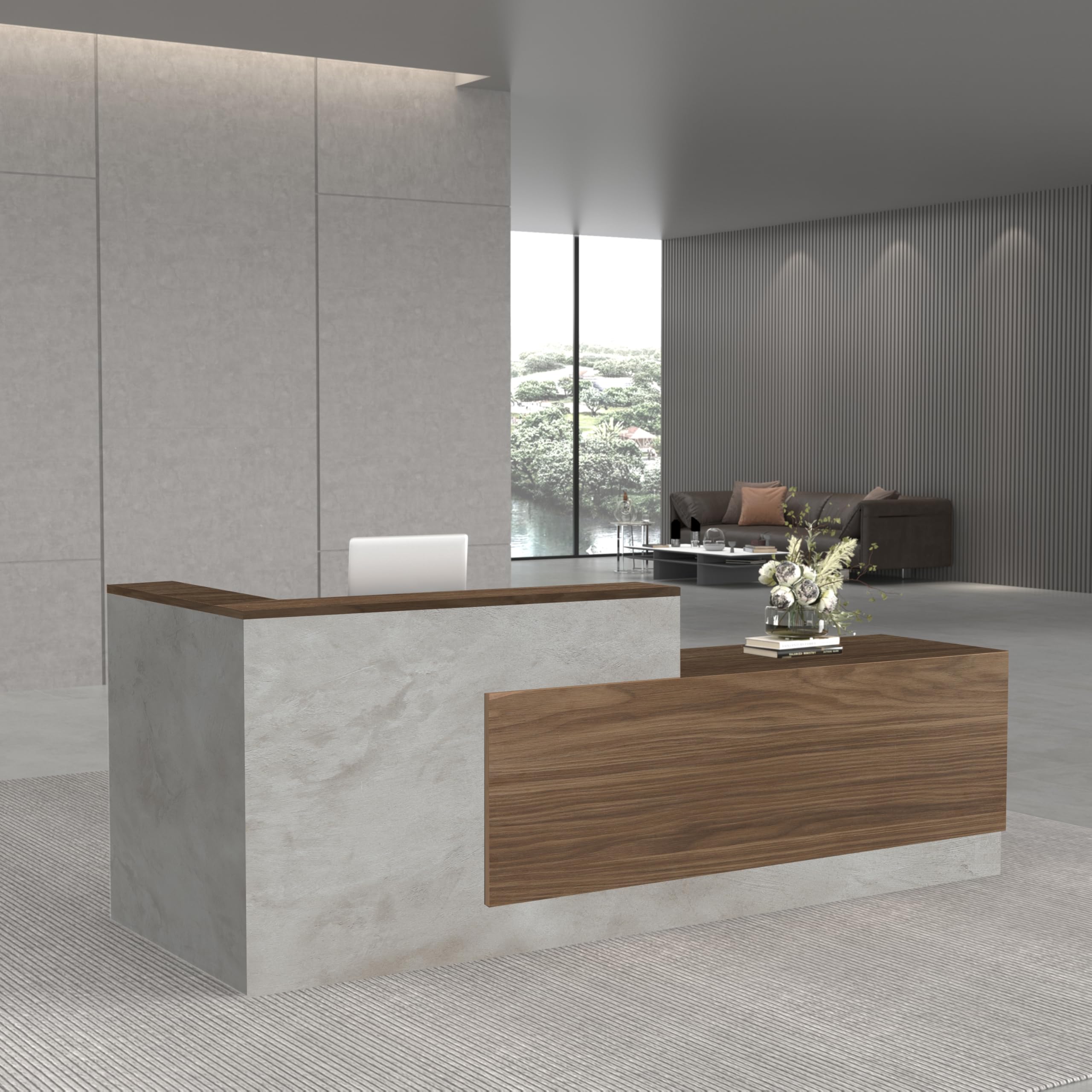 YTElantivo L-Shaped Reception Desk with Counter and Lockable Drawers ...