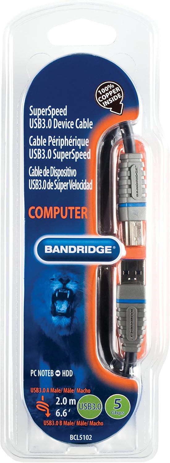 Bandridge 2m Superspeed USB A-B 3.0 Device Cable – BigaMart