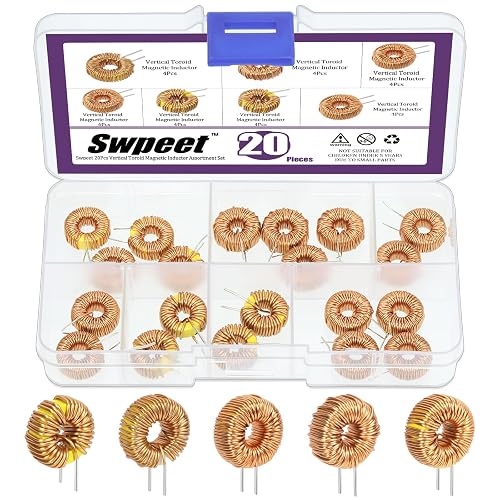 Swpeet 20Pcs 5 Sizes 22UH-10A 50UH-5A 100UH-6A 220UH-5A 330UH-3A Toroid ...