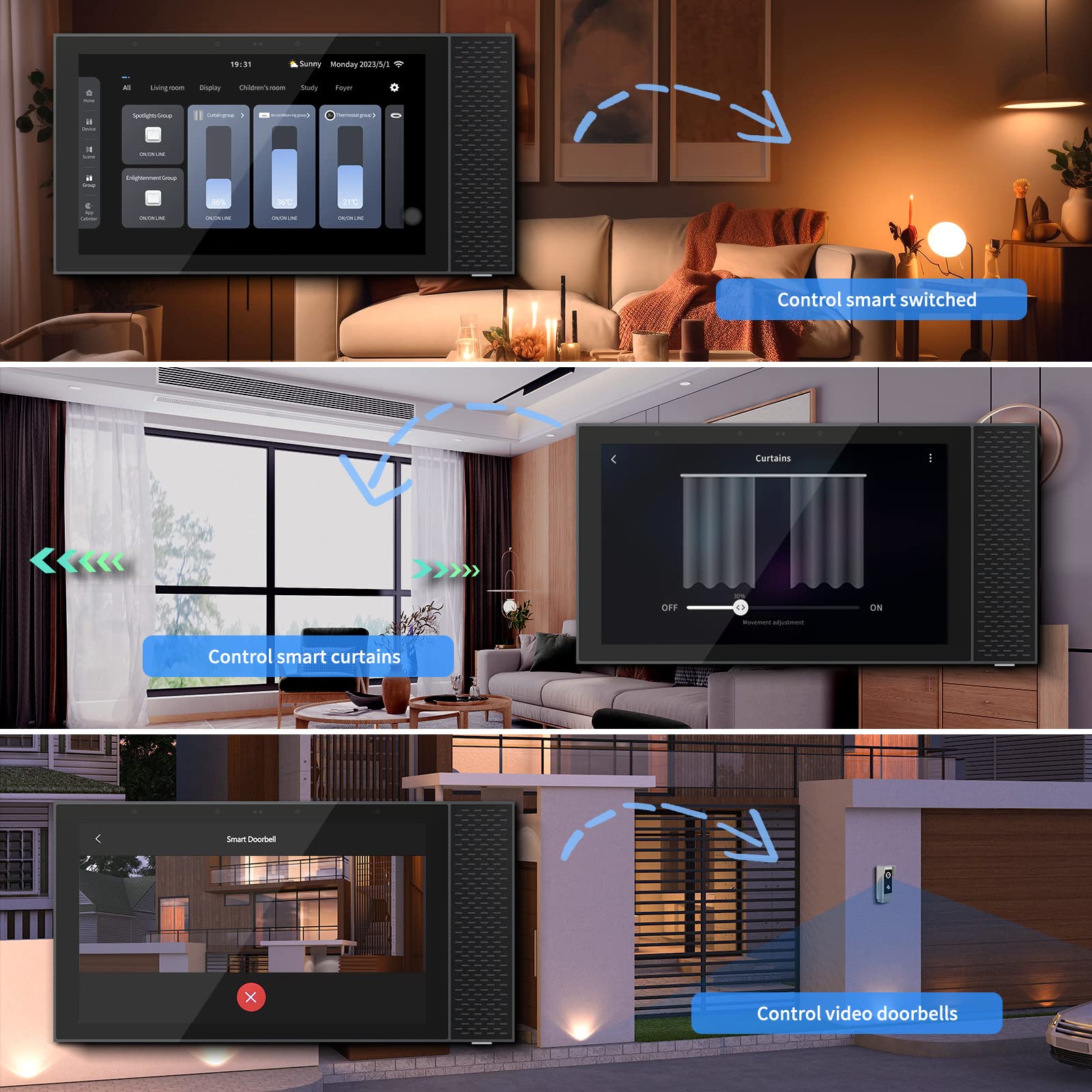 Mua Smart Home Control Panel,Dimmer and Background Music Player, WiFi 6.8 Inch Zigbee Gateway ...