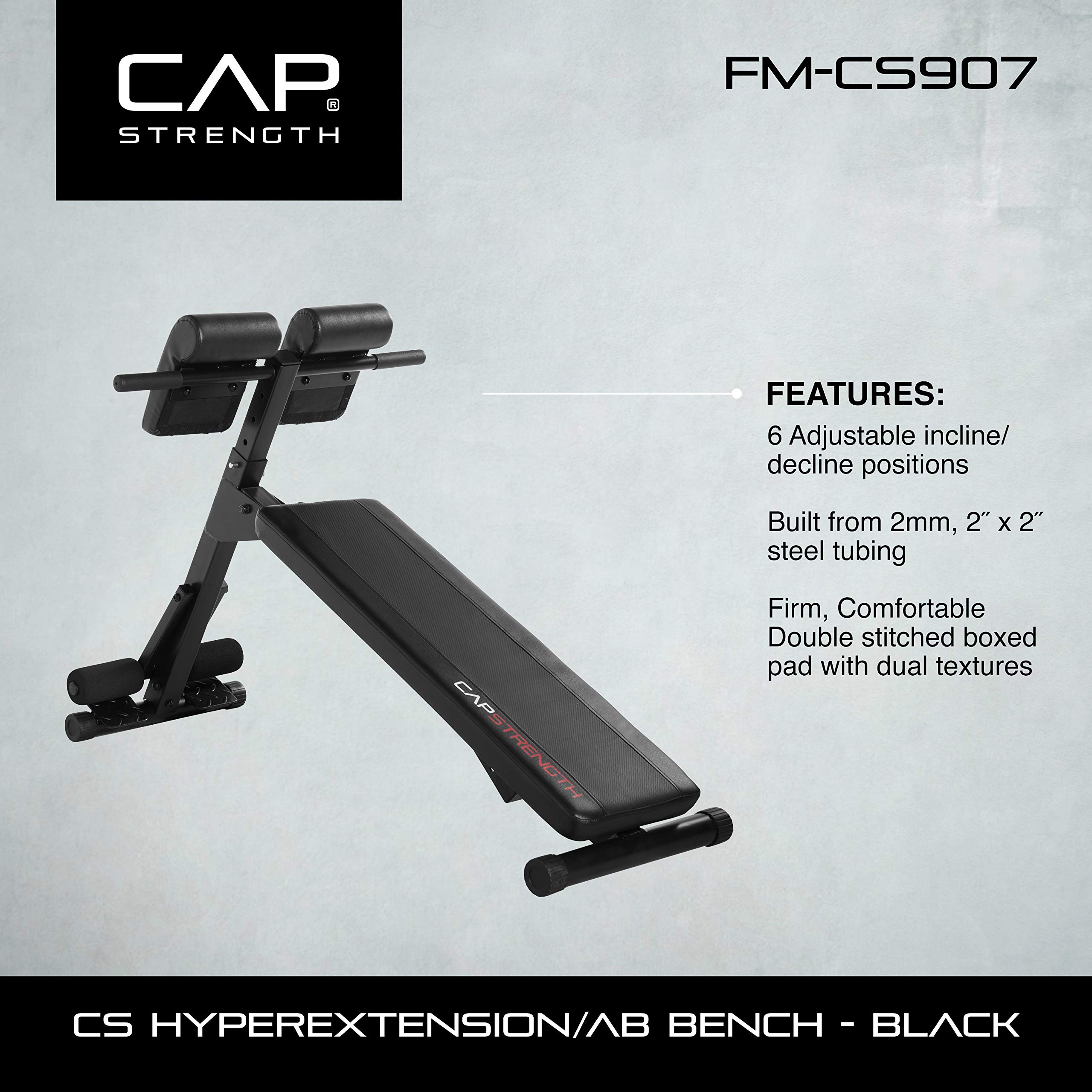 Cap Strength Hyperextension/Ab Bench, Black