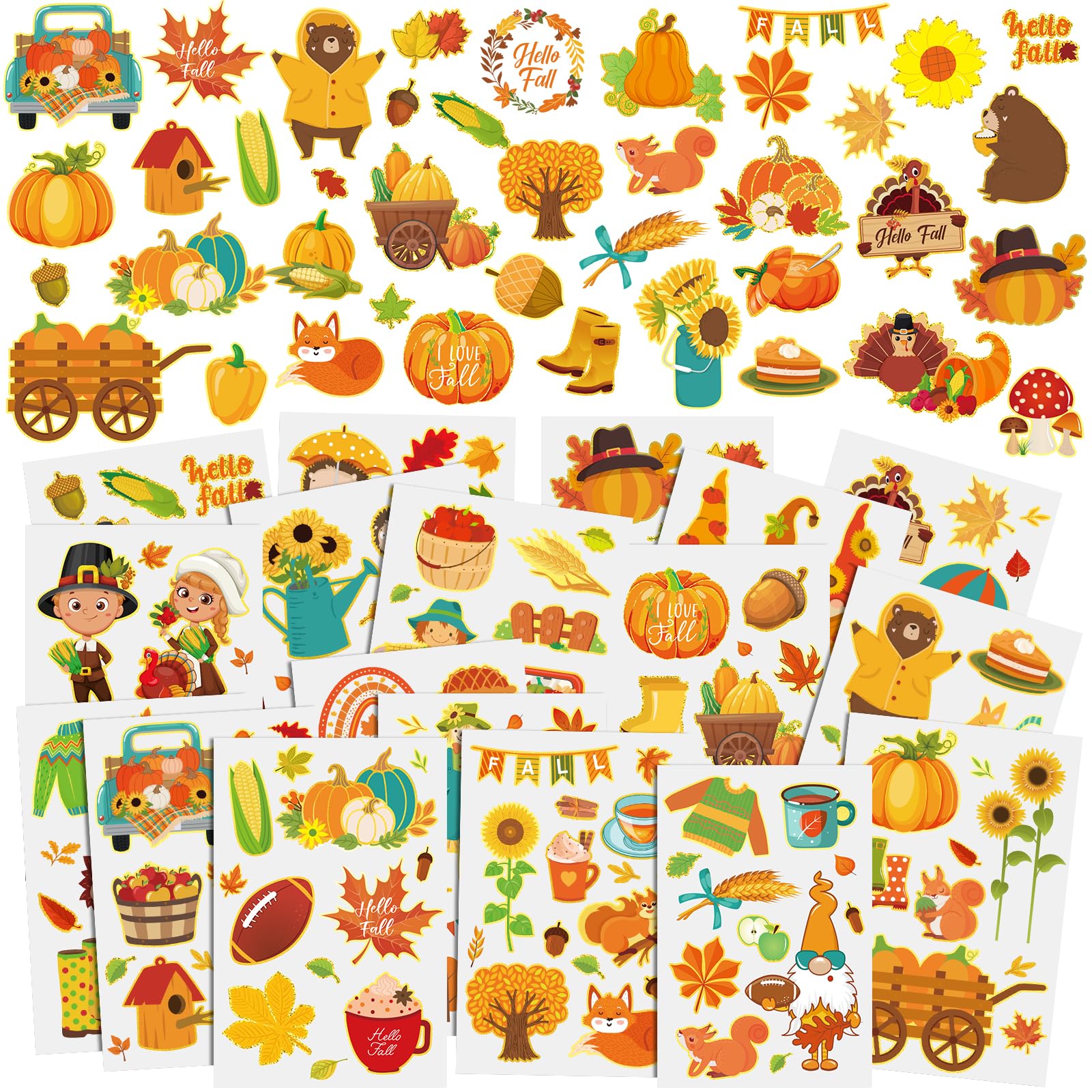 Demissle 72 Sheets Fall Temporary Tattoos Thanksgiving Autumn Harvest ...