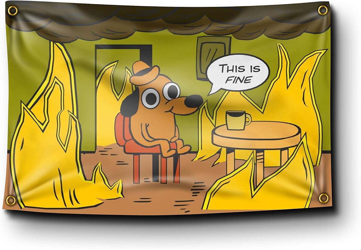 Amazon.com: Banger - This is Fine Dog Burning Room Funny College Dorm ...