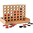Amazon.com: Classic Four in a Row Game Wooden Travel Board Game for ...