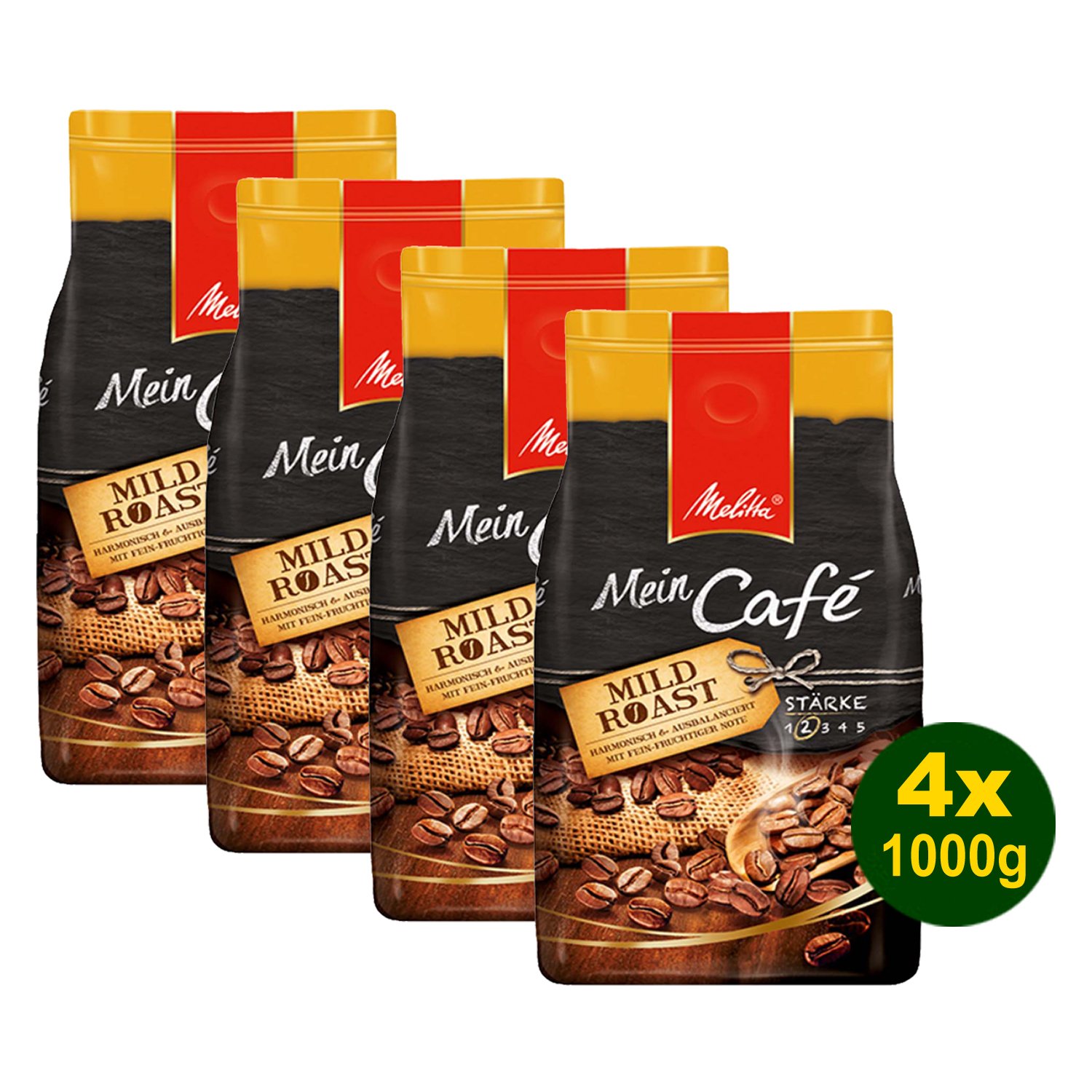 Melitta Mein Café MILD Roast, Kaffeebohnen, 4x 1000g (4000g) - Kaffee ...