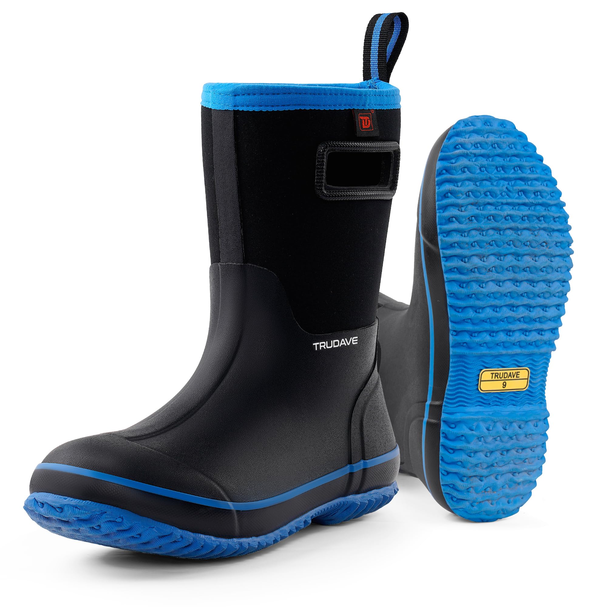 Trudave Rubber Boots for Men, Warm 4.5mm Neoprene Waterproof Insulated ...