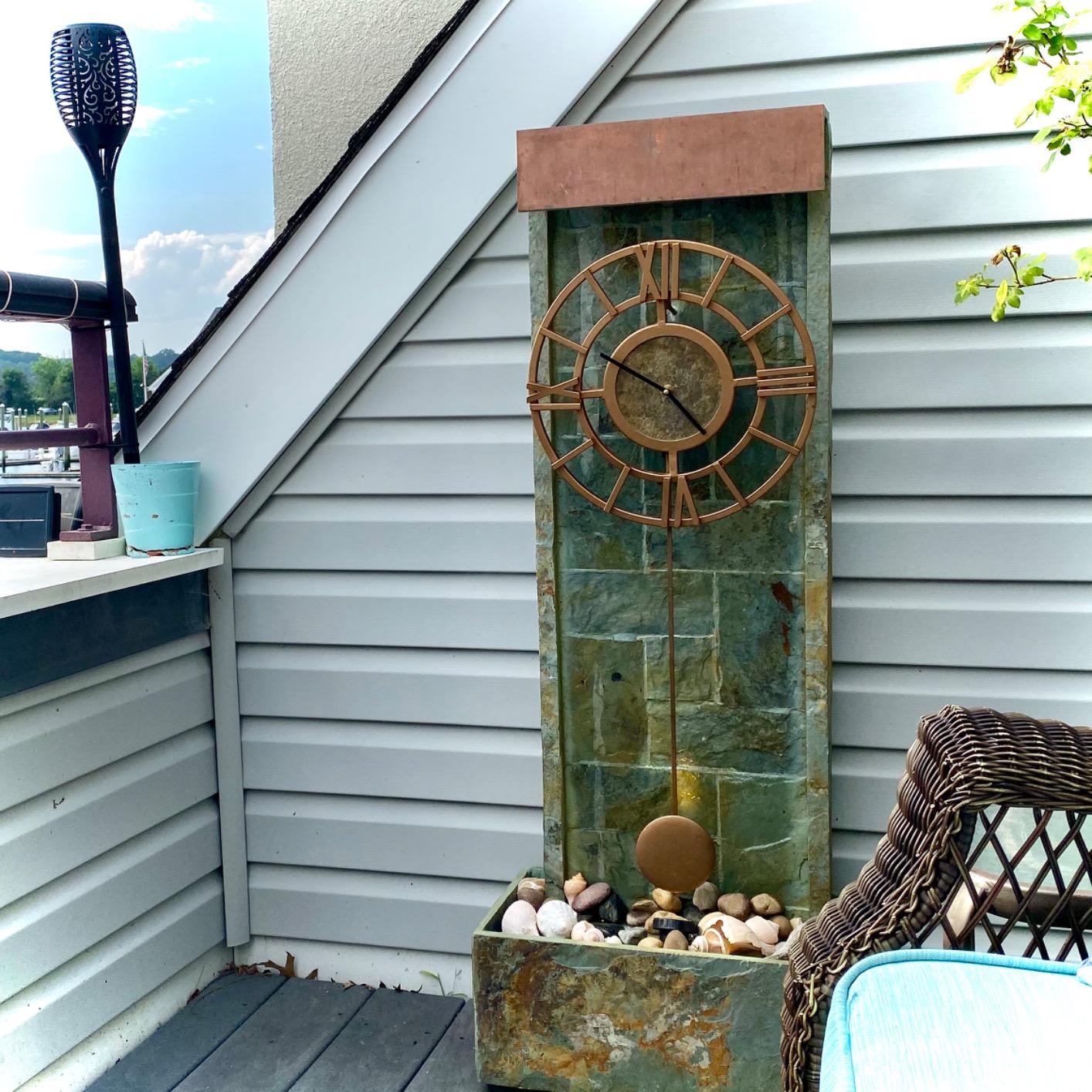 $21/mo - Finance Sunnydaze Slate Outdoor Water Fountain with Clock ...