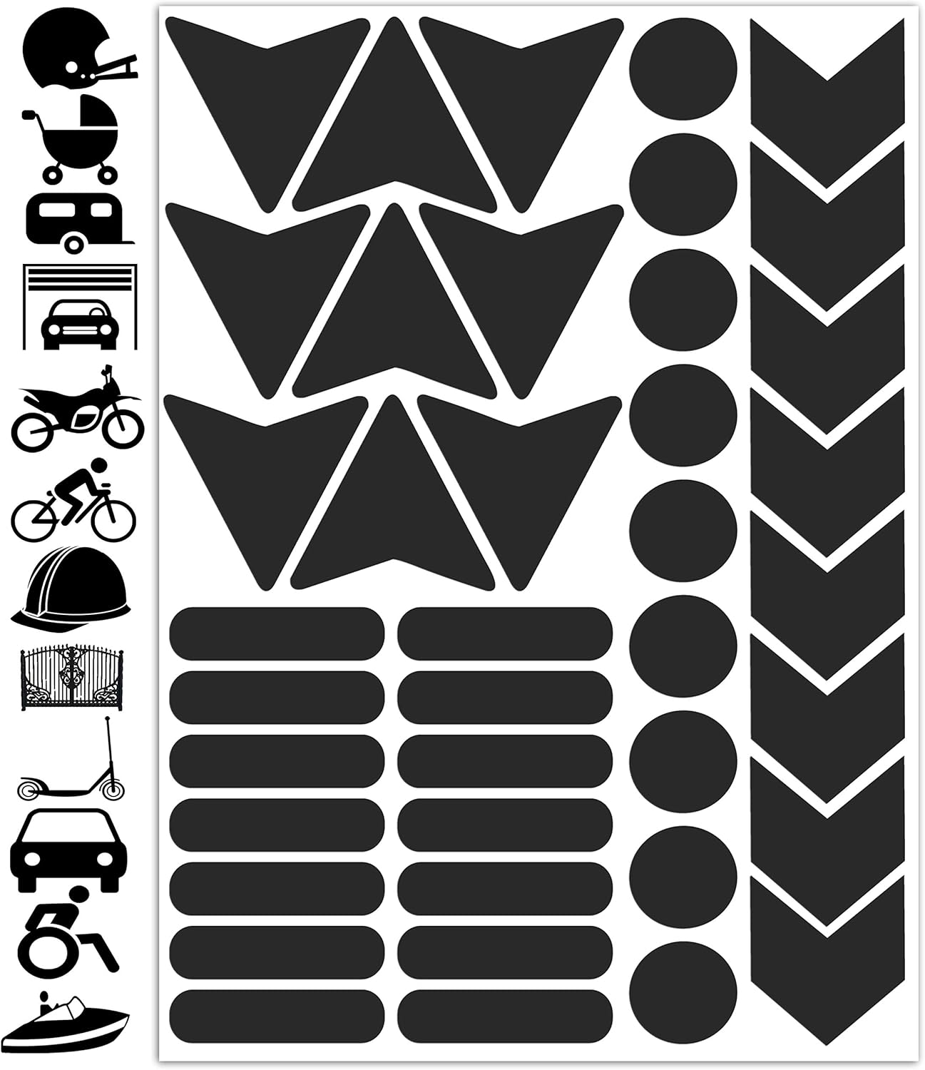 40pcs High Visibility Warning Reflective Stickers Kit Decals Black ...