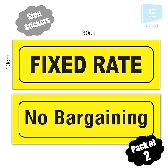 SIGN EVER™ Fixed Rate No Bargaining Combo Pack Sign Stickers Yellow ...