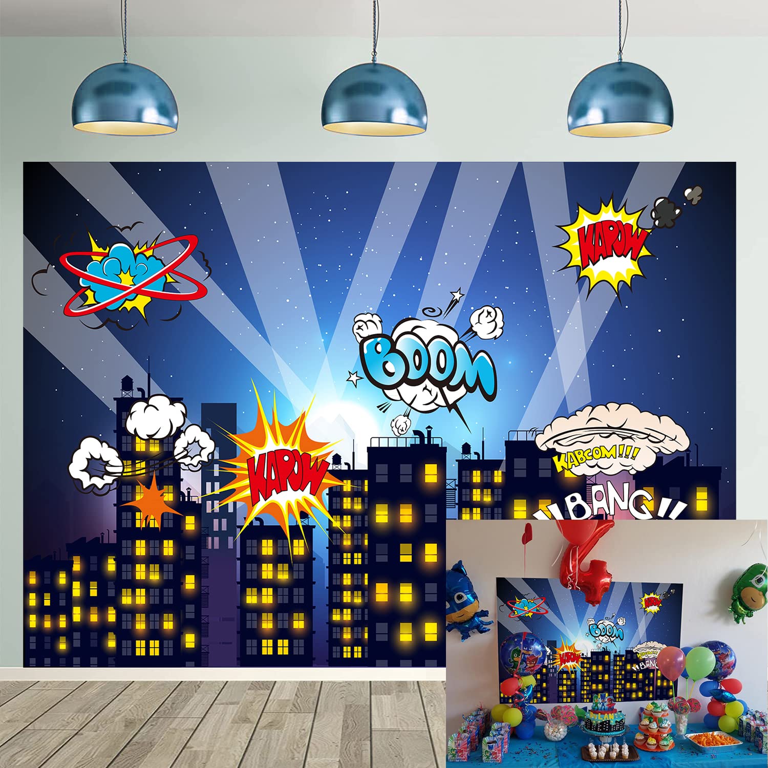 Cityscape Theme Backdrop Night Scene Comics Style Building City ...