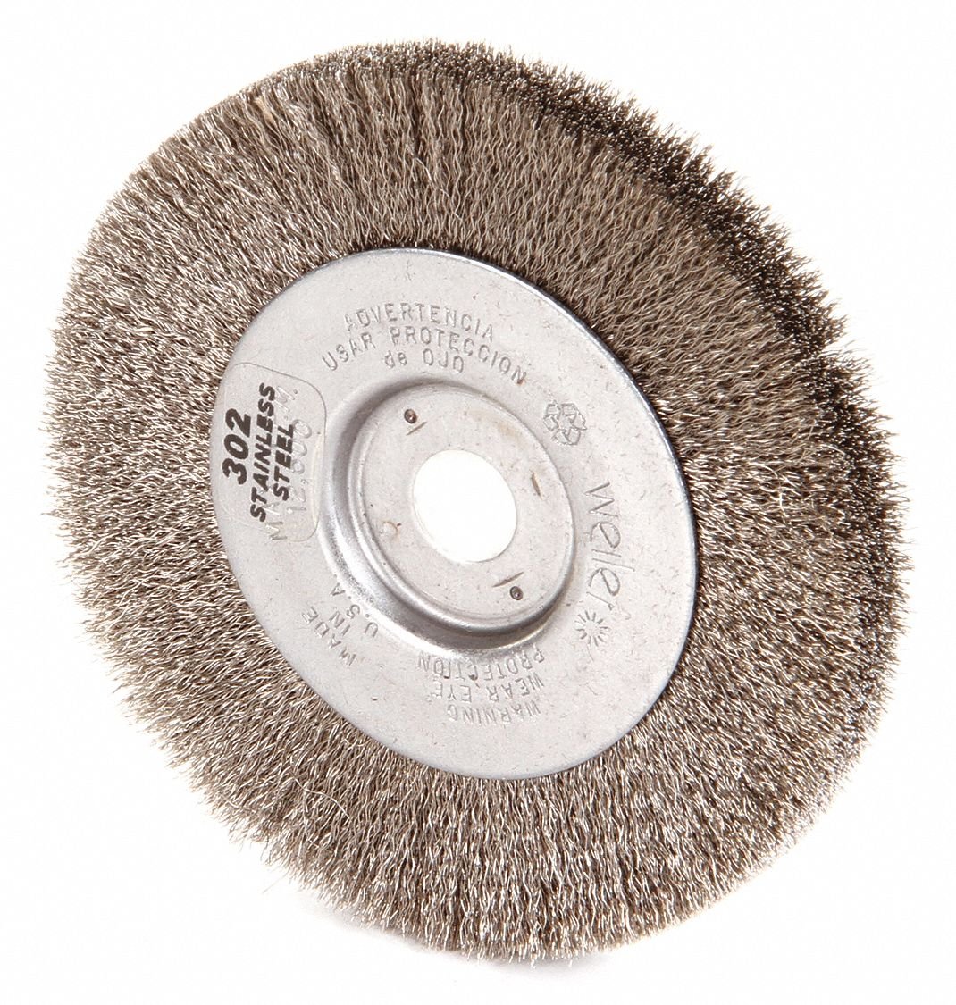 4" Narrow Face Crimped 0.006 Stainless Steel Wire Wheel With 1/2" - 3/8 ...