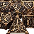ARUOHHA Metal DND Dice Ancient Gold Dragons Dice Set with Gift Box ...